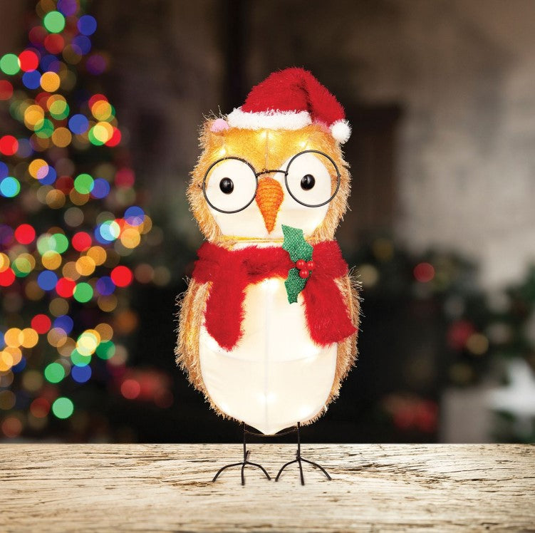 Festive Xmas Lytworx 50cm Battery Operated Light-Up Owl Statue/ 35 War ...