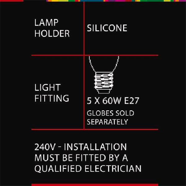 Verve Design PSL297 5 Head Anton Pendant/Metal Canopy/Down Light/ Livi ...