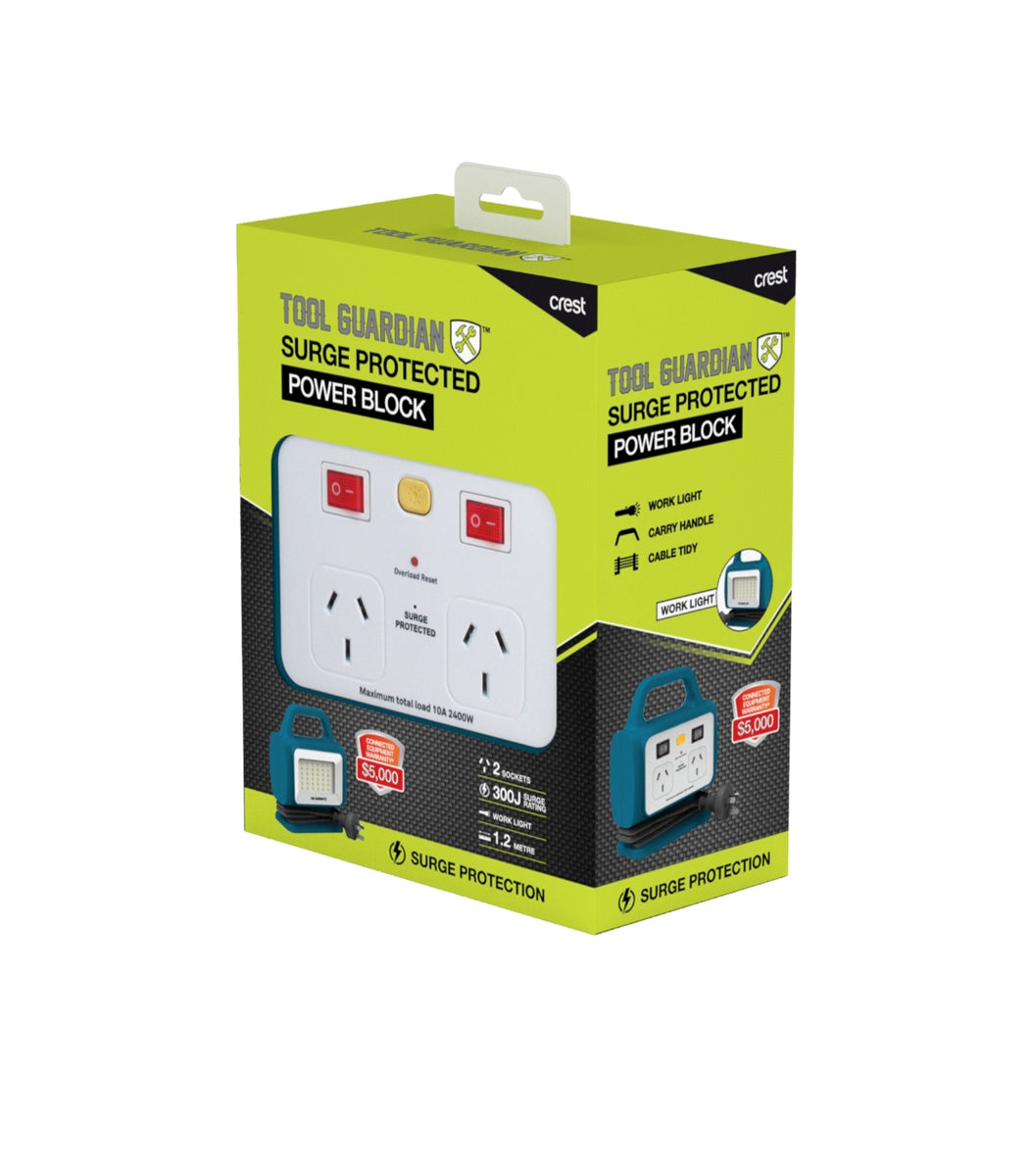 Tool Guardian 2 Way Power Block with Light/For WORKSHOPS, SHEDS AND GA ...