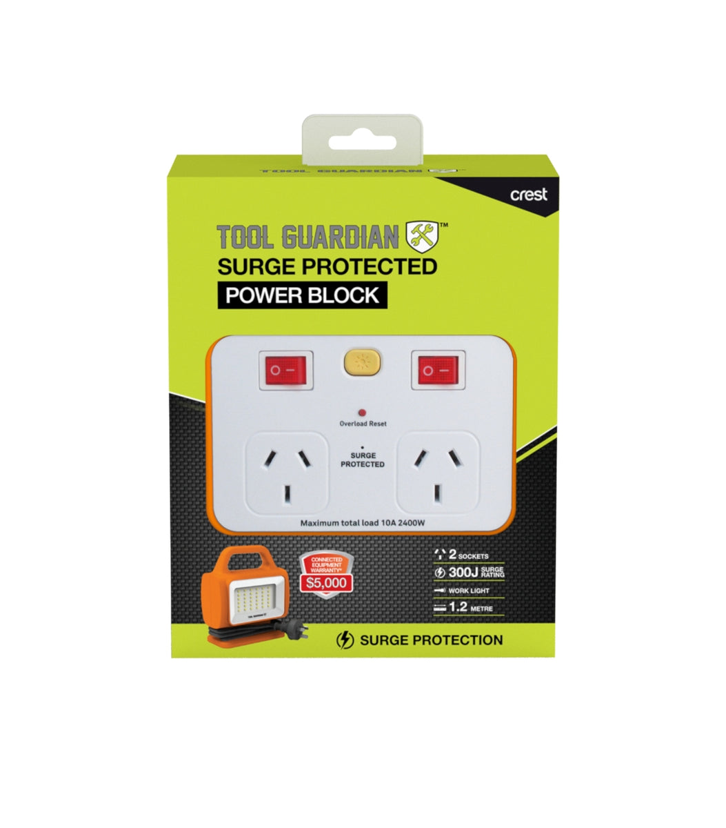 Tool Guardian 2 Way Power Block with Light/For WORKSHOPS, SHEDS AND GA ...