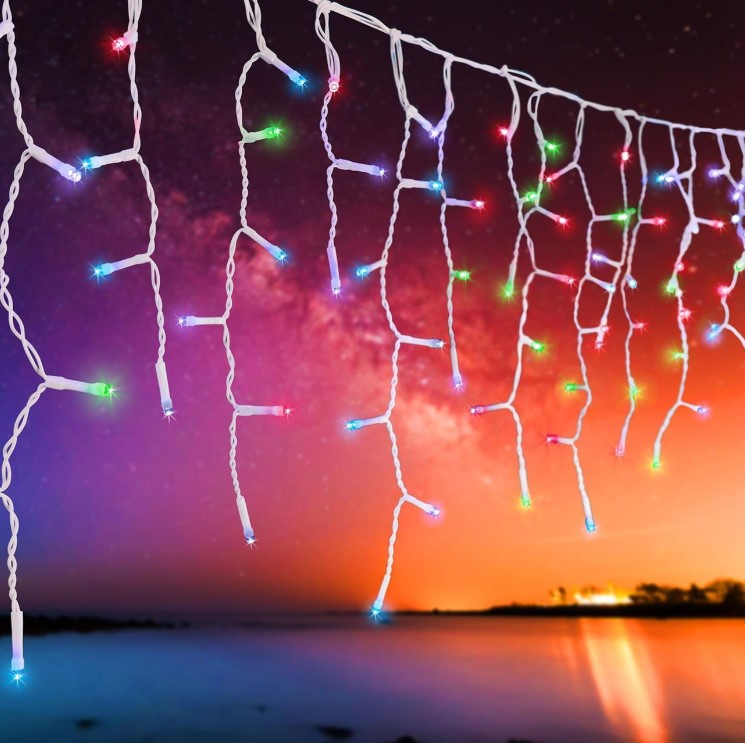 Lytworx Xmas Festive 3.2m RGB 240 LED Icicle Lights/14 Modes/Low Volta ...