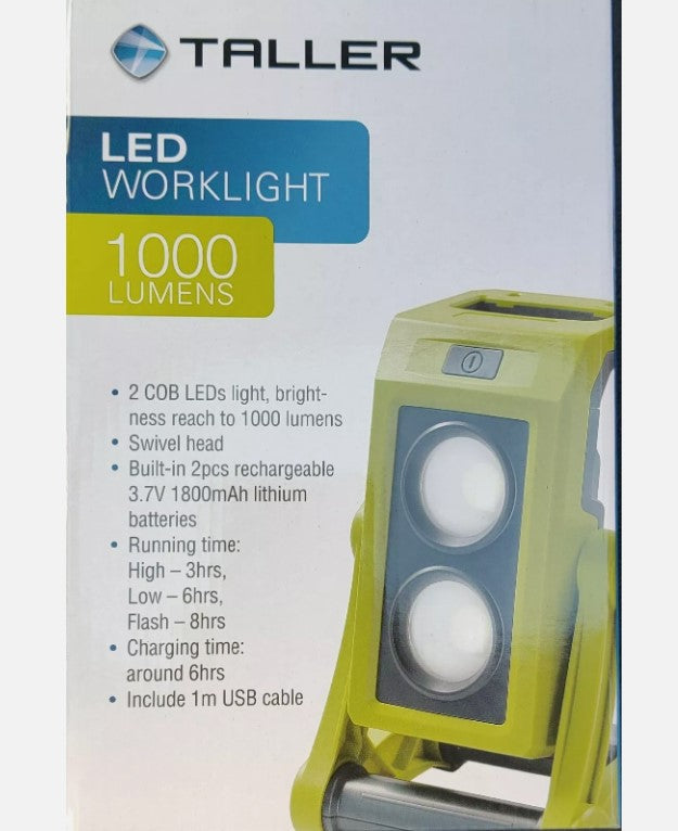 Taller Rechargeable LED Work Light Torch 1000 Lumens Bright Adj. Stand ...