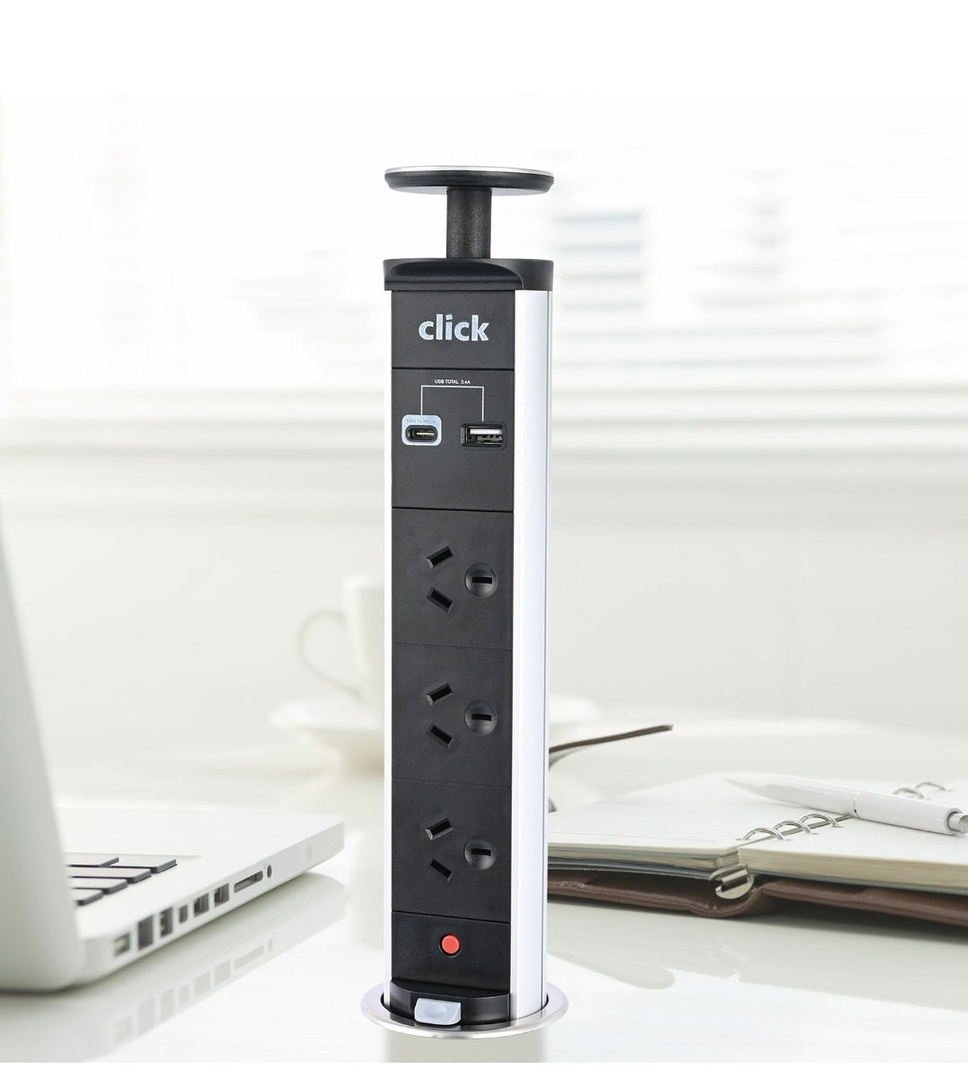 Click Pop Up Power Board With 3 x AC Outlet With USB-A And USB-C ...
