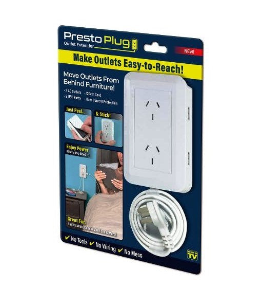 Presto Plug-White with 2 USB Ports – TheITmart