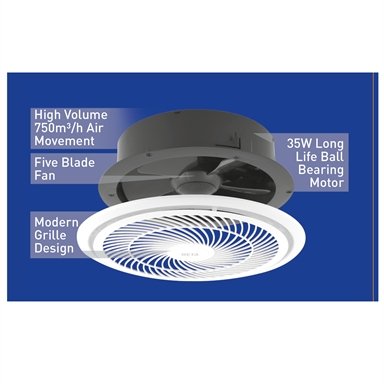 Deta 250mm High Capacity Exhaust Fan / White – TheITmart