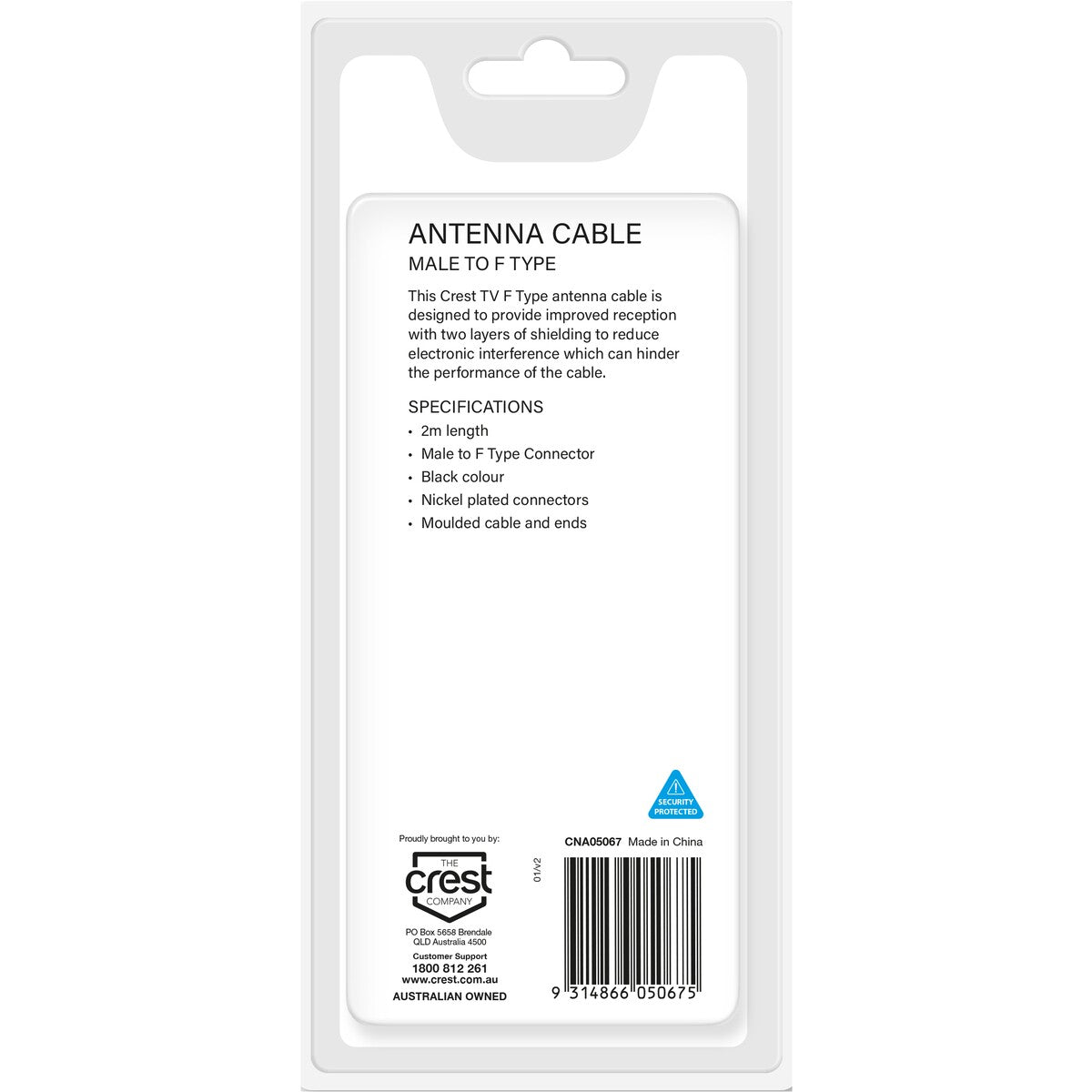 Crest Antenna Cable Dual Shield Male to F Connector 2m – TheITmart