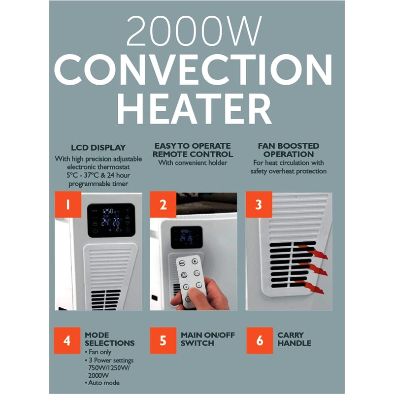Arlec 2000W Convection Heater With Fan Boost And Remote Control – TheITmart