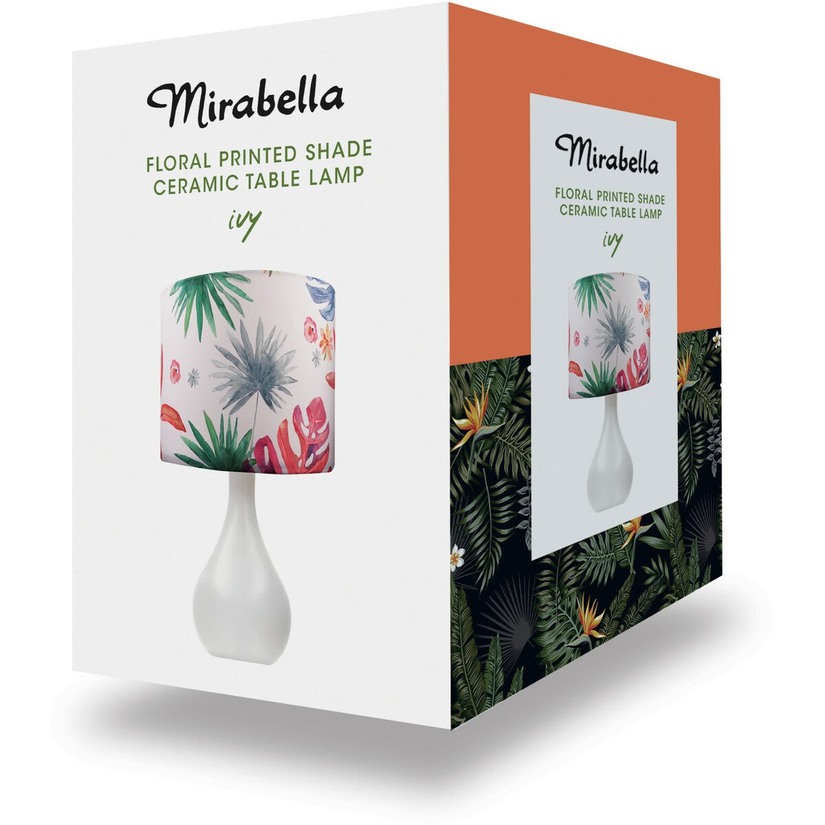 Mirabella Ceramic White Base Table Lamp with Printed Shade – TheITmart