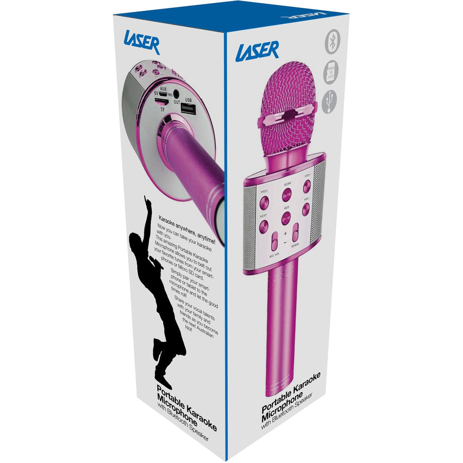Laser Karaoke LED Microphone - Pink – TheITmart