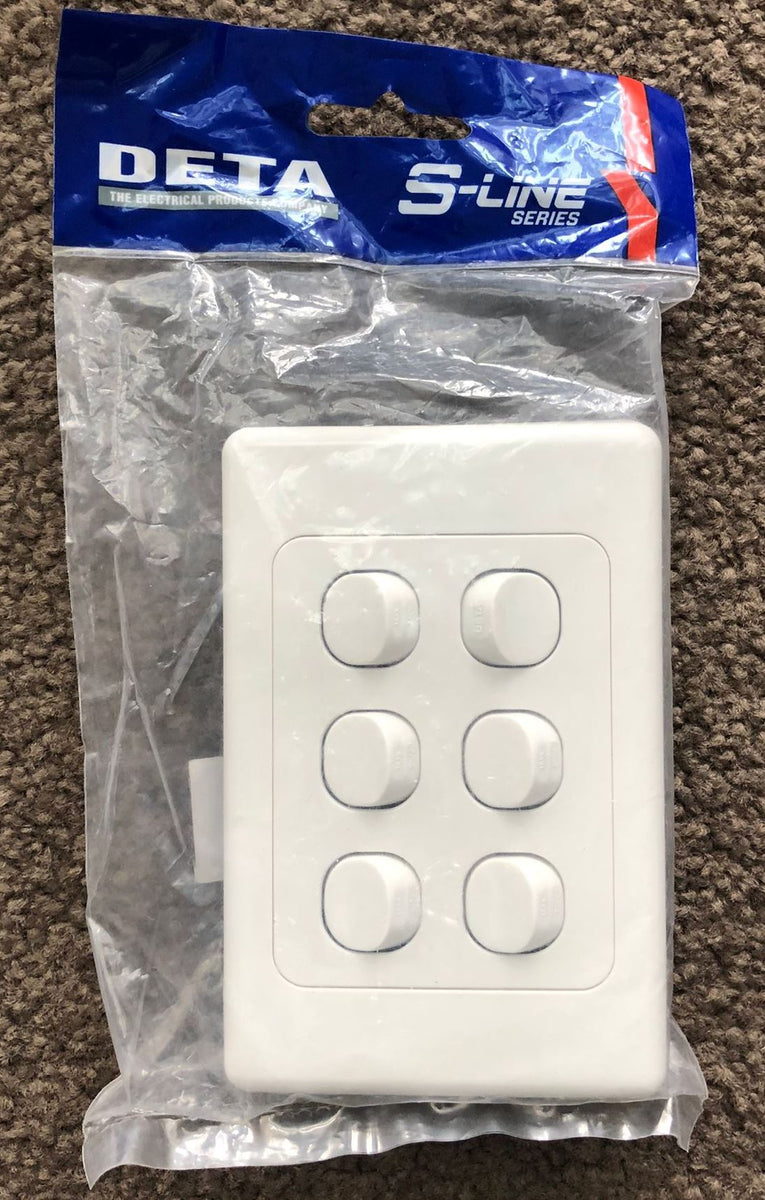 DETA S- Line Six Switch Wall Plate - White – TheITmart