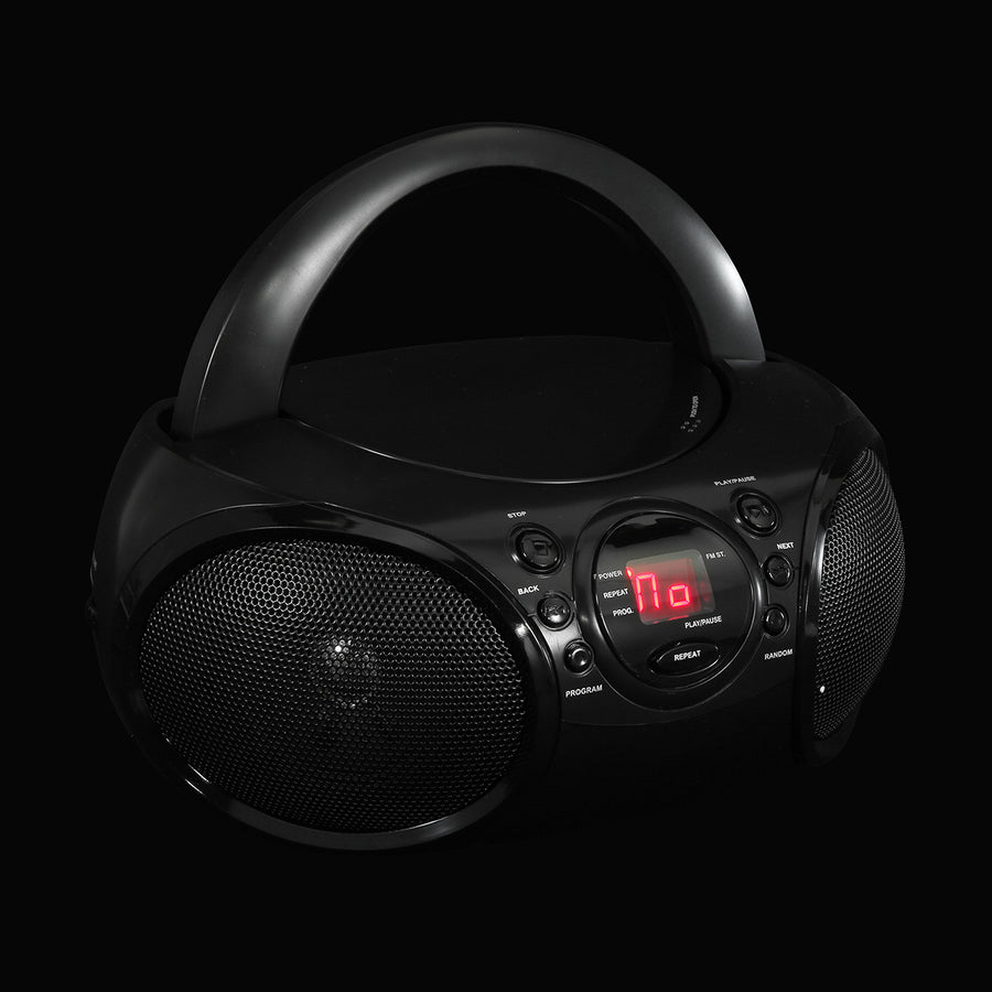 Anko Black CD Boombox with AM/FM Stereo Radio/Top Loading Design ...