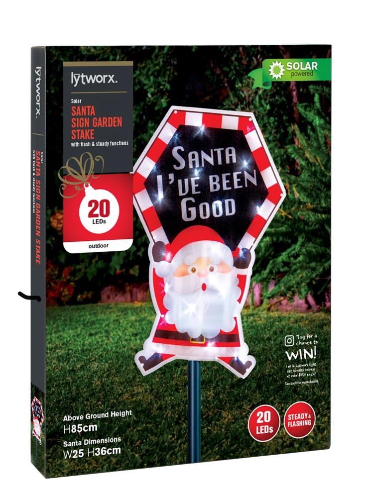 Lytworx Solar Santa Sign Garden Stake - 20 LEDs – TheITmart
