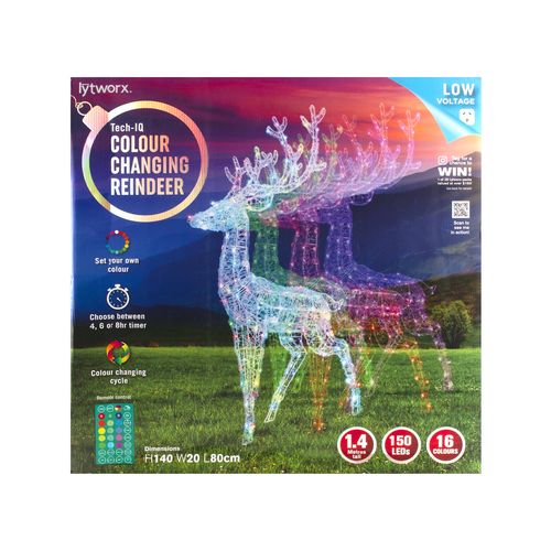 Lytworx 1.4m Tech-IQ Colour Changing Reindeer/Low-Voltage/Indoor Or Ou ...
