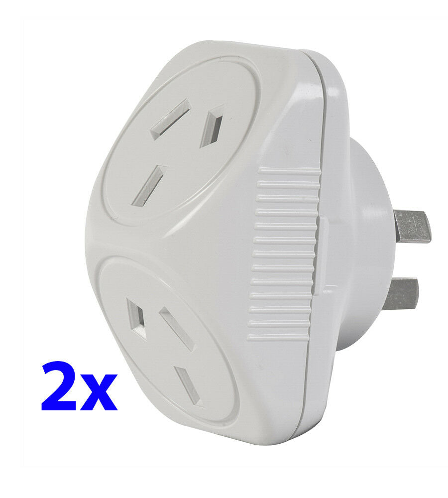 2pk Arlec 2400W Double Vertical Adaptor/ Triangular double socket main ...