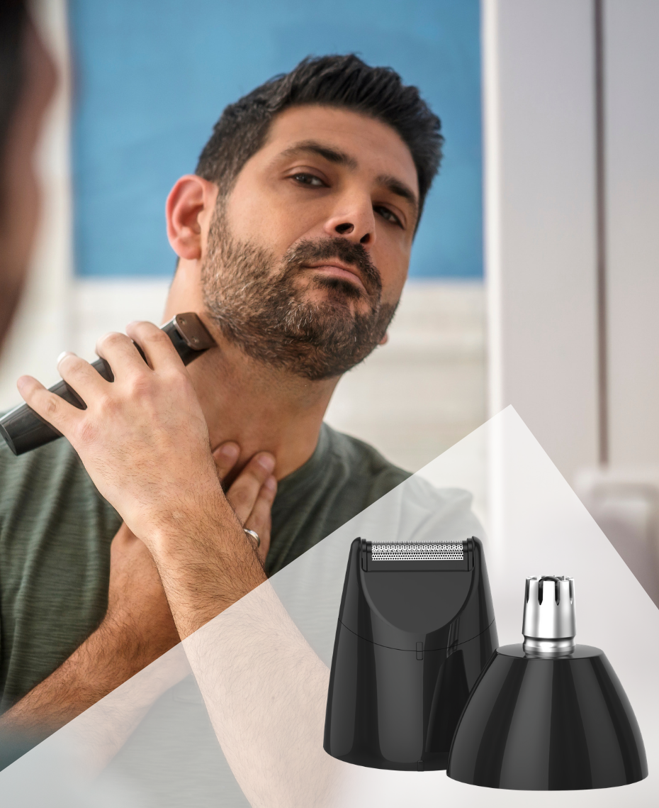 All in One Rechargeable Trimmer cutting from 2 to 12 mm and 3 Beard Gu ...