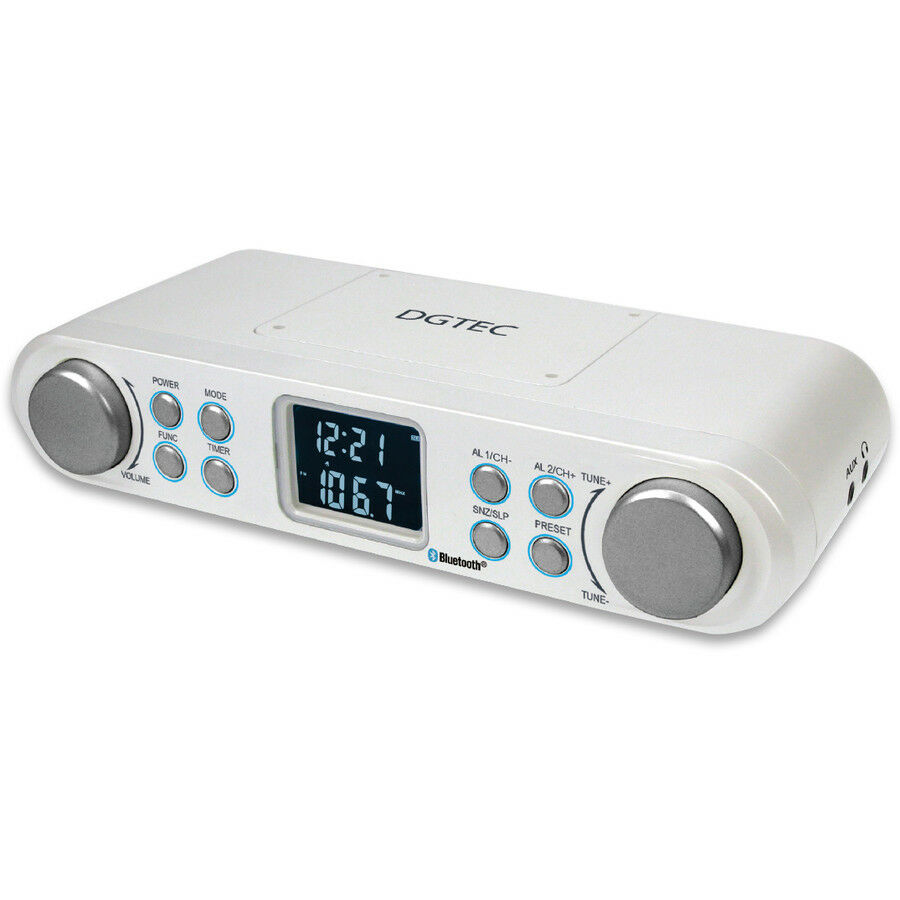 DGTEC Bluetooth Kitchen Radio/LCD/AUX Input/Dual Alarm Clock/30 Preset ...