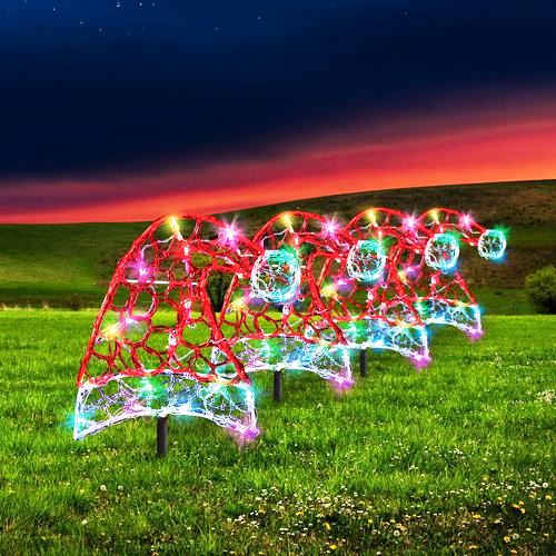 Lytworx Tech-IQ Colour Changing Santa Hat Stake Lights-4 Pack/Indoor o ...