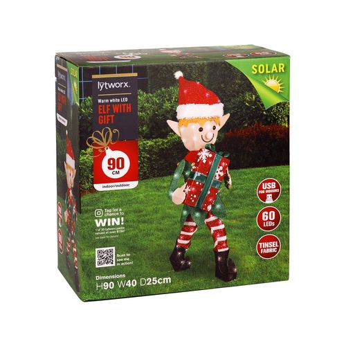 Lytworx 60 LED 90cm Solar Elf With Gift/Tinsel Fabric Design – TheITmart