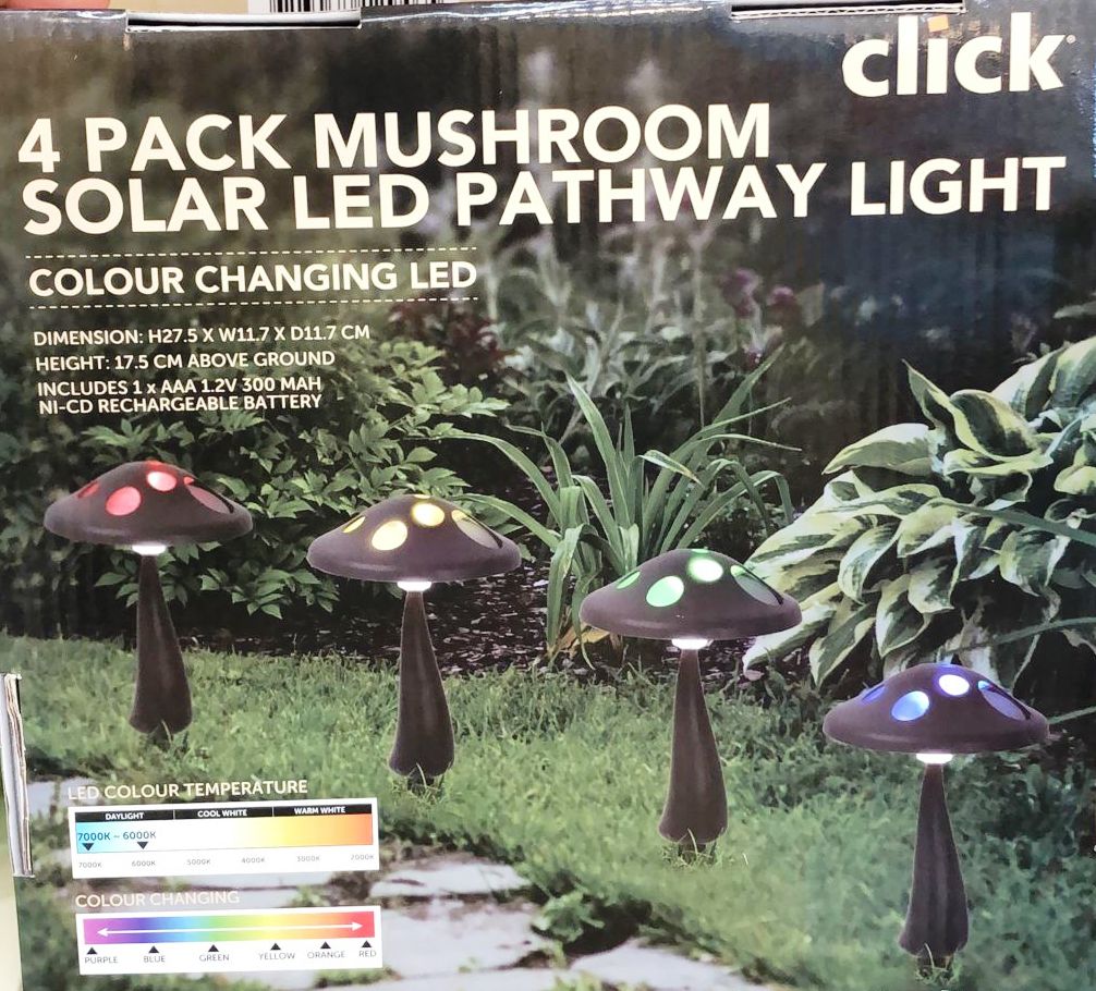Click 17.5cm Mushroom Solar LED Pathway Light - 4 Pack – TheITmart