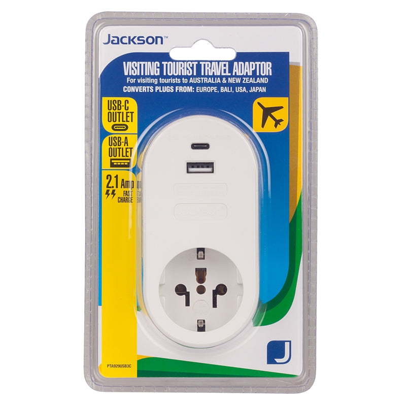 Jackson Inbound USB A & C Travel Adaptor For Australia and NZ – TheITmart