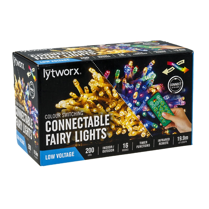 Lytworx 200 LED Colour Switching Connectable Fairy Lights - Low Voltag ...