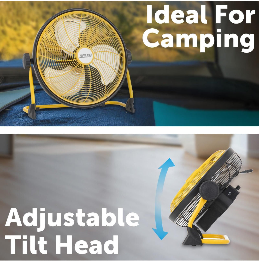Arlec 40cm Rechargeable Outdoor DC Fan/120° Tilt Head/Variable Speed/U ...