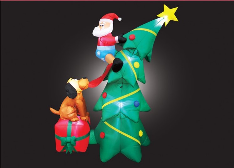 Mirabella Christmas 1.8m Low Voltage Inflatable Dog Chasing Santa ...