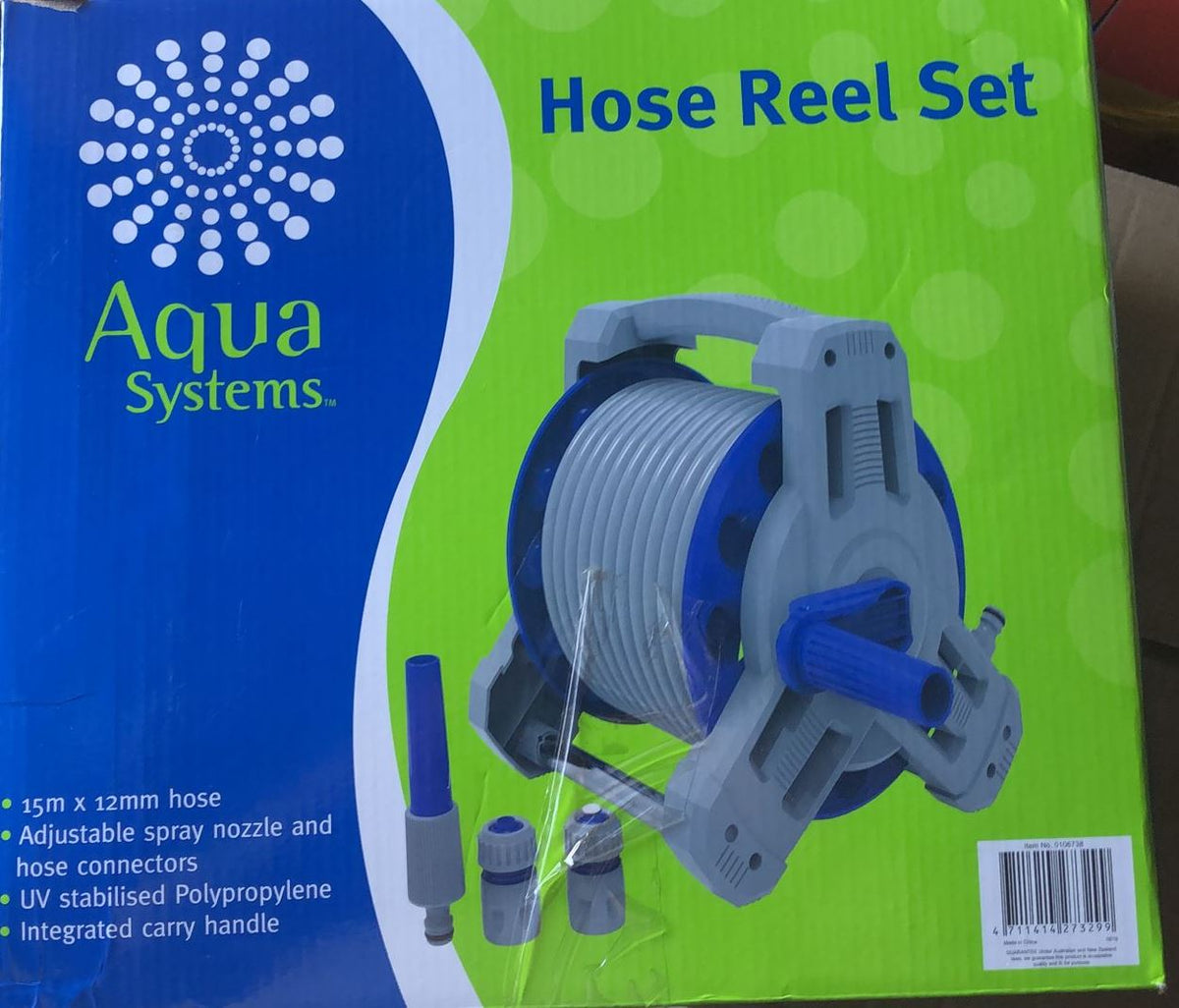 Aqua Systems Hose Reel Set Ts8017- 15m x 12mm / Integrated Carry Handl ...