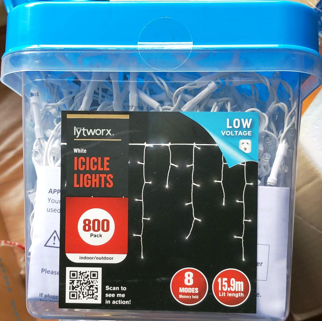 Lytworx 800 LED Low Voltage Icicle Lights/15.9m Lit Length/ White ...