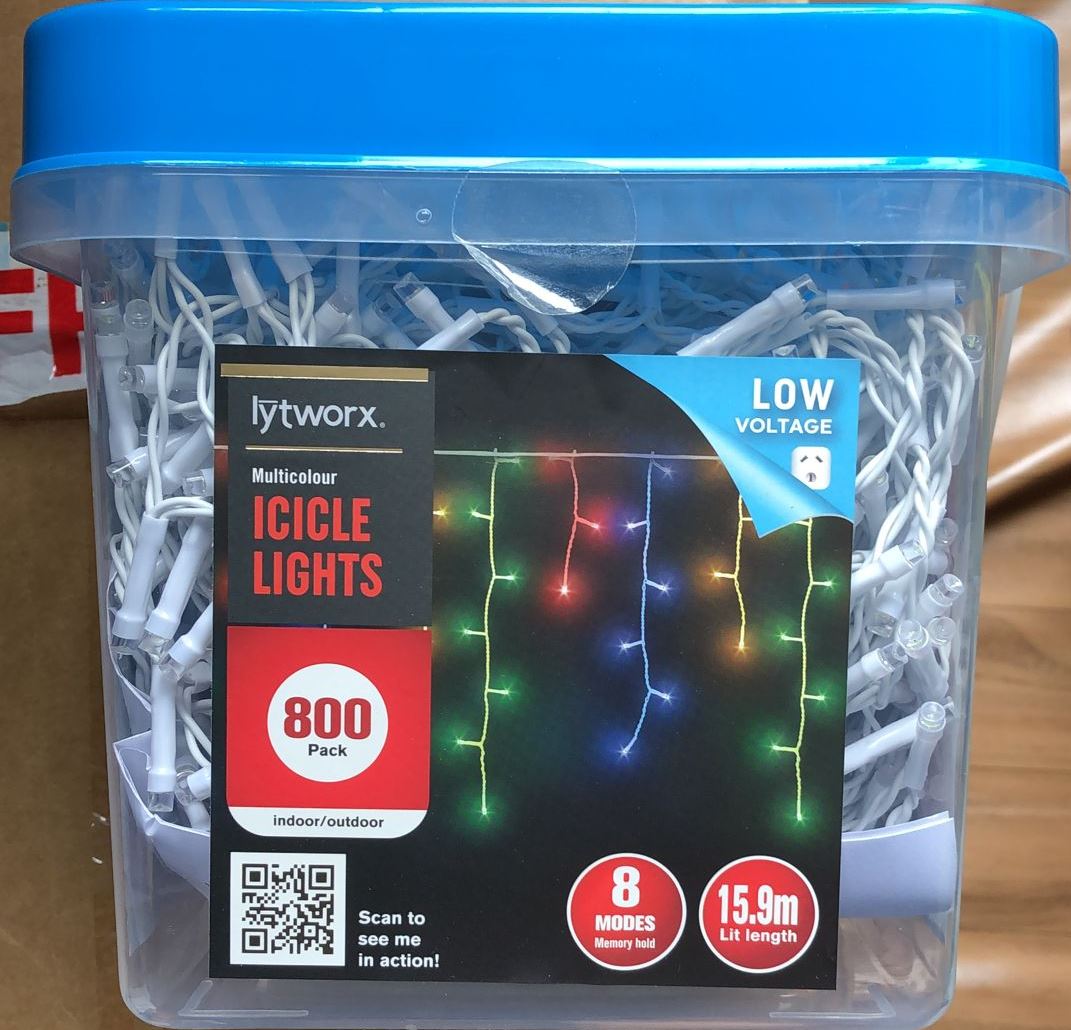Lytworx 800 LED Low Voltage Icicle Lights/ Multi-Colour/15.9m Lit leng ...