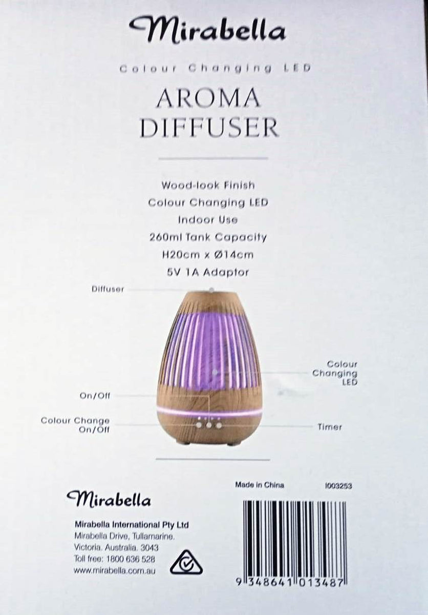 Mirabella 260ml Wood Look Aroma Diffuser With Colour Changing LED ...
