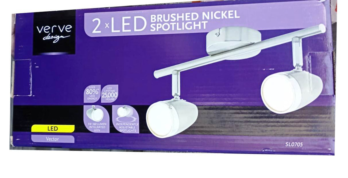 Verve Vector 2 x LED Brushed Nickel Spotlight / SL0705 – TheITmart