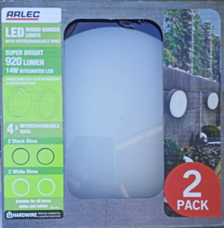 Arlec LED Round Bunker Lights With Interchangeable Rims - 2 Pack ...