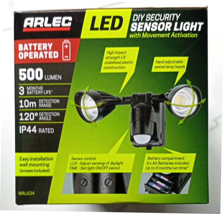 Arlec MAL634 6.5W LED Spotlight With 10m/120 Degree Sensor/500Lumen/Ad ...