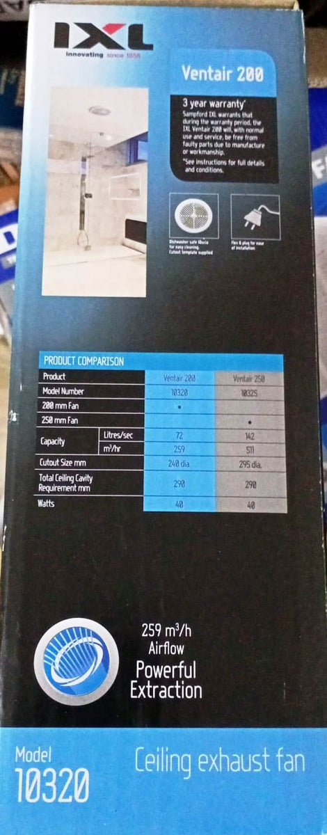 IXL Ventair 200 Ceiling Exhaust Fan 10320 - White – TheITmart