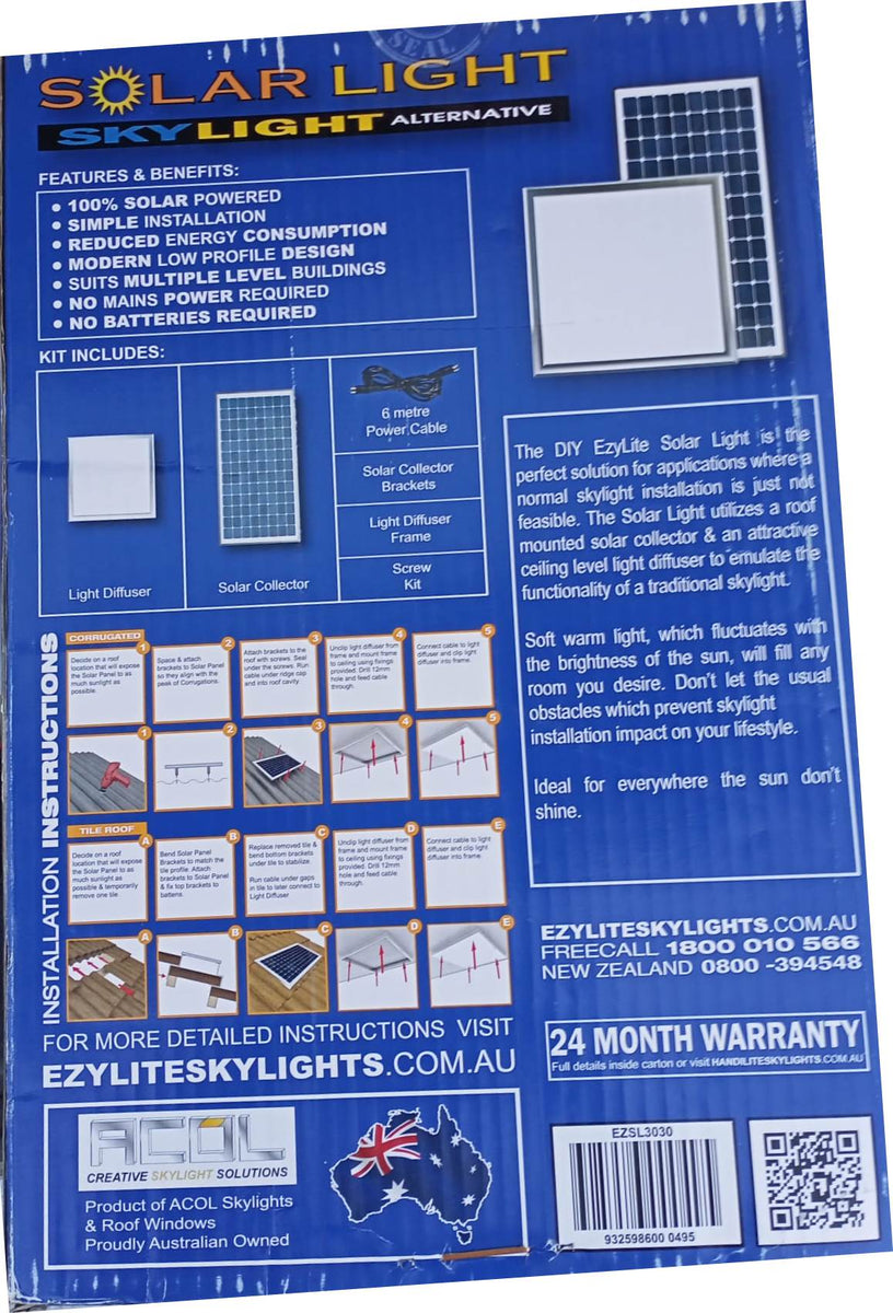 Ezylite 300 x 300mm Square Solar Light Skylight Kit – TheITmart