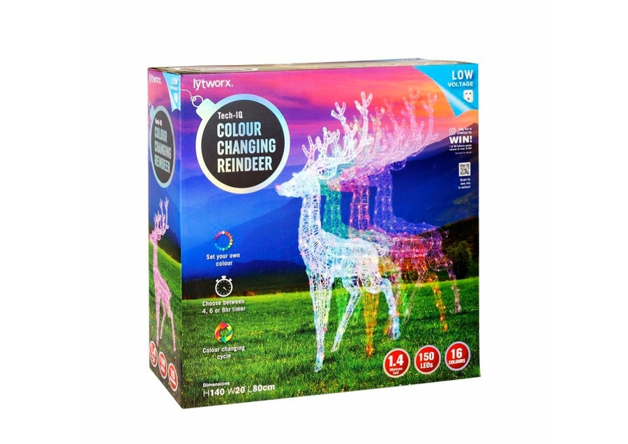 Lytworx 1.4m Tech-IQ Colour Changing Reindeer/Low-Voltage/Indoor Or Ou ...
