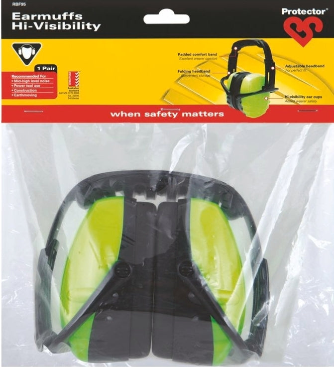 Protector Hi-Vis Folding Ear Muffs - RBF95 – TheITmart