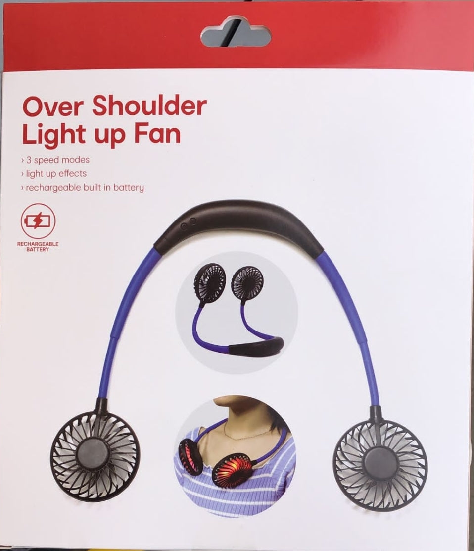 Over The Shoulder Light Up Fan - Blue / 3 Speed Modes – TheITmart