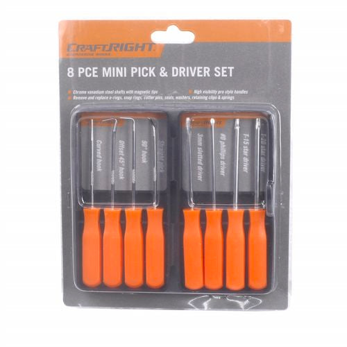 Craftright 8 Piece Mini Pick And Driver Set / Comfortable Pro Handles ...